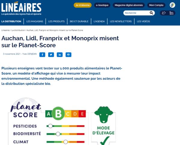 Auchan, Lidl, Franprix et Monoprix misent sur le Planet-Score - planet ...