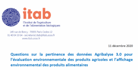 Note ITAB_ACV & Agribalyse - planet-score